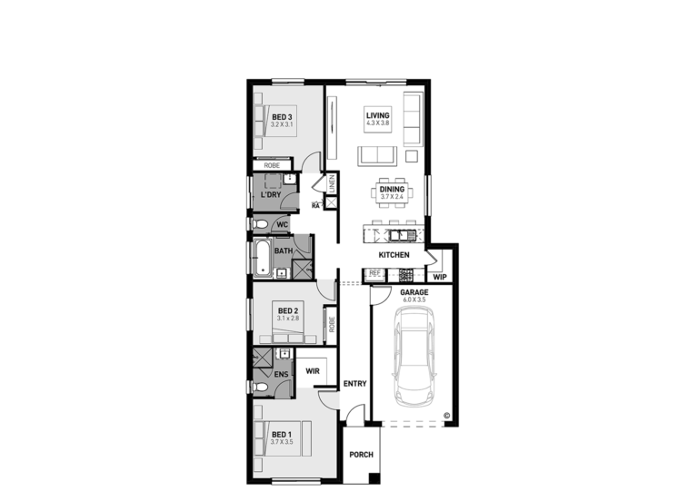 Terrace | 3 Bedroom, 2 Bathroom Home Design | View Plans & More